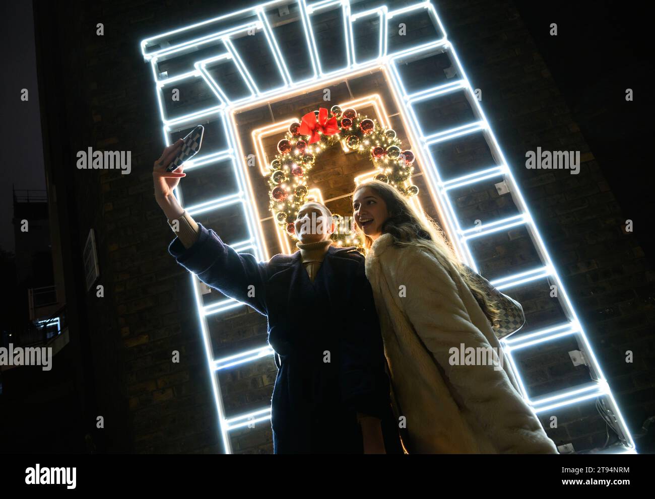 EDITORIAL USE ONLY Members of the public view the new festive three ...