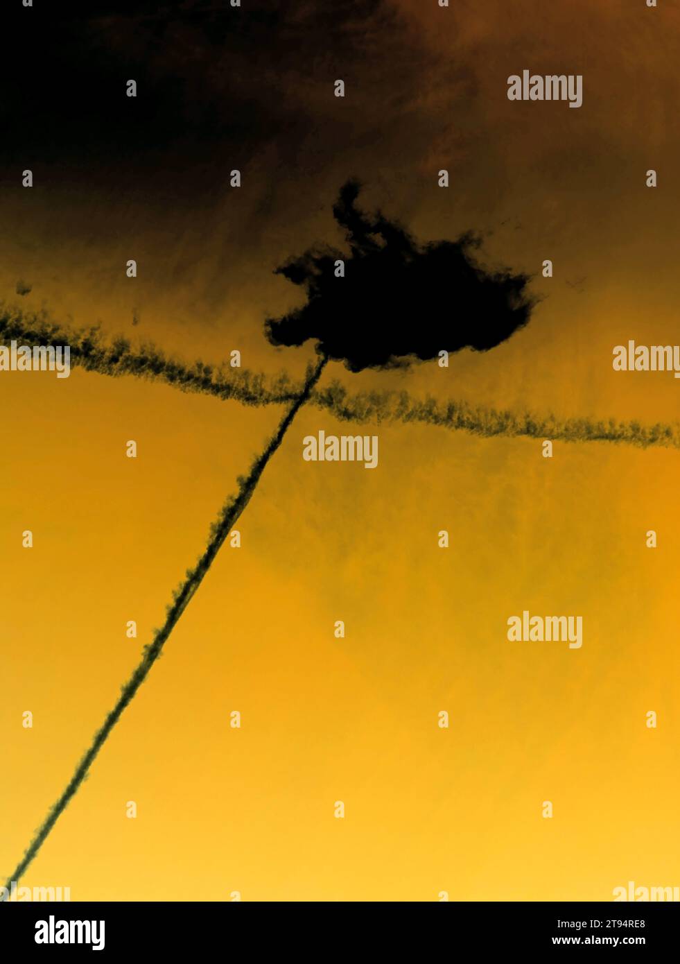 explosion of a rocket intercepted by the anti-aircraft defense system ...