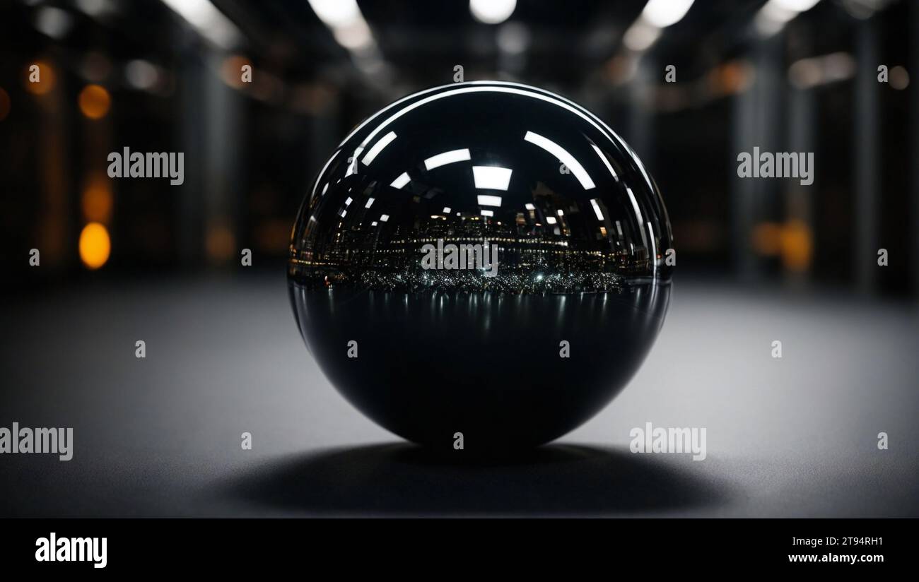 A mysterious glowing orb illuminated by a dim ambient light set against ...