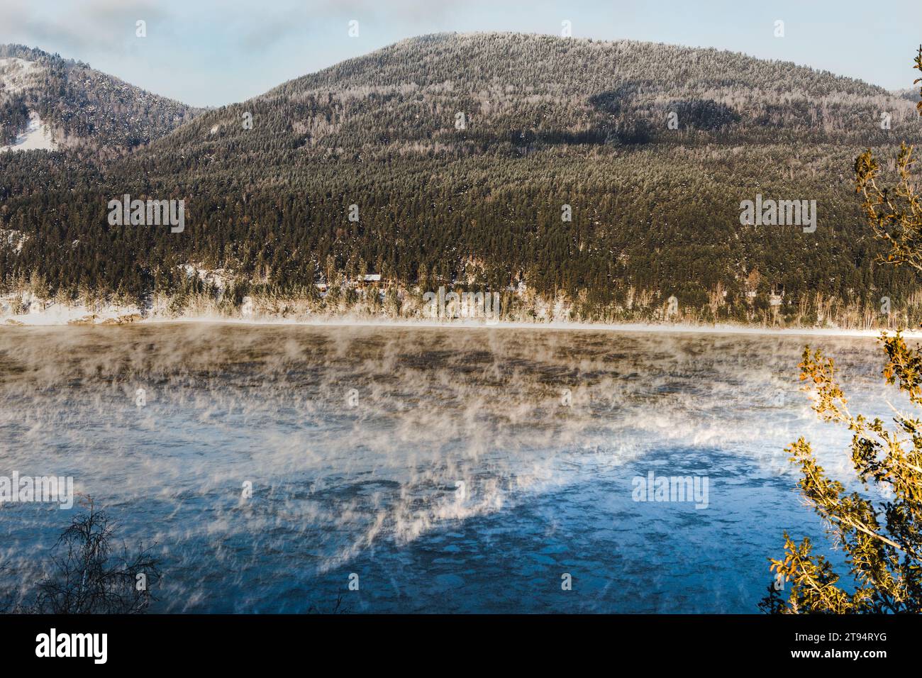 Krasnoyarsk, Russia - december 02, 2017- View of the Yenisei River from ...