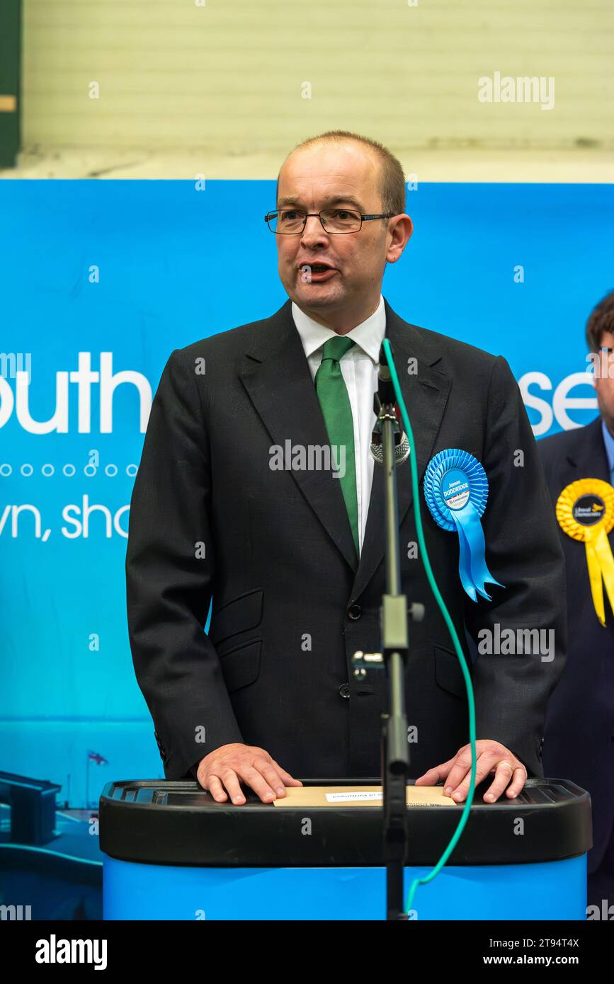 Conservative candidate James Duddridge MP at ballot count for the ...
