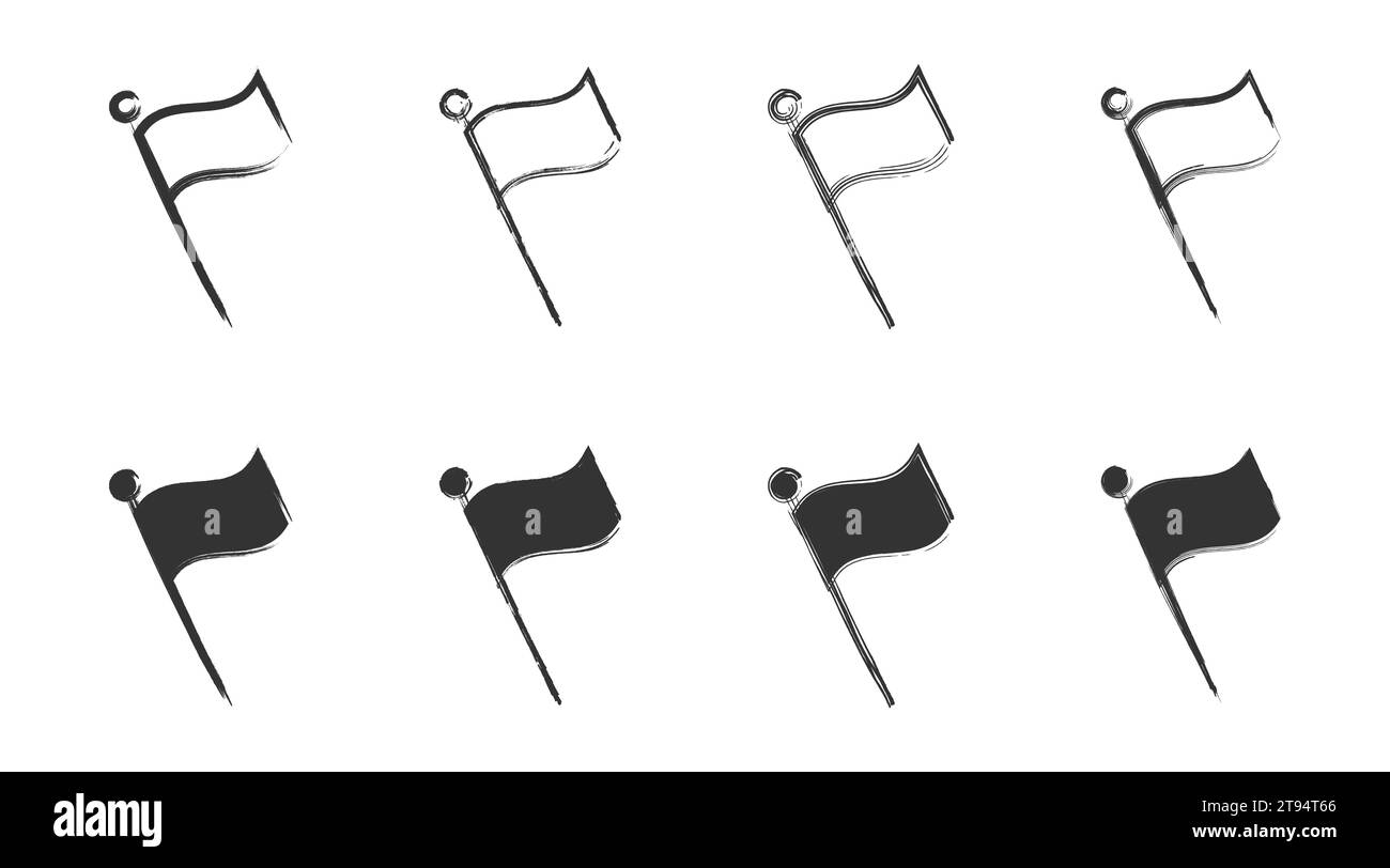 Hand drawn flag icon set. Vector illustration Stock Vector Image & Art - Alamy