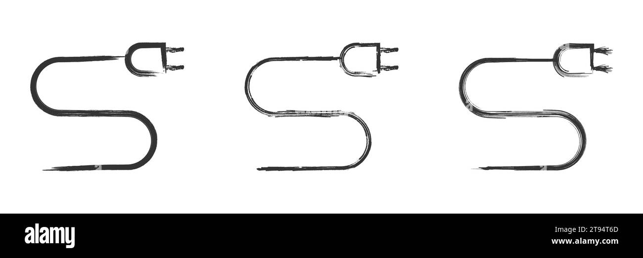 Hand drawn electric plug icon. Vector illustration Stock Vector Image ...