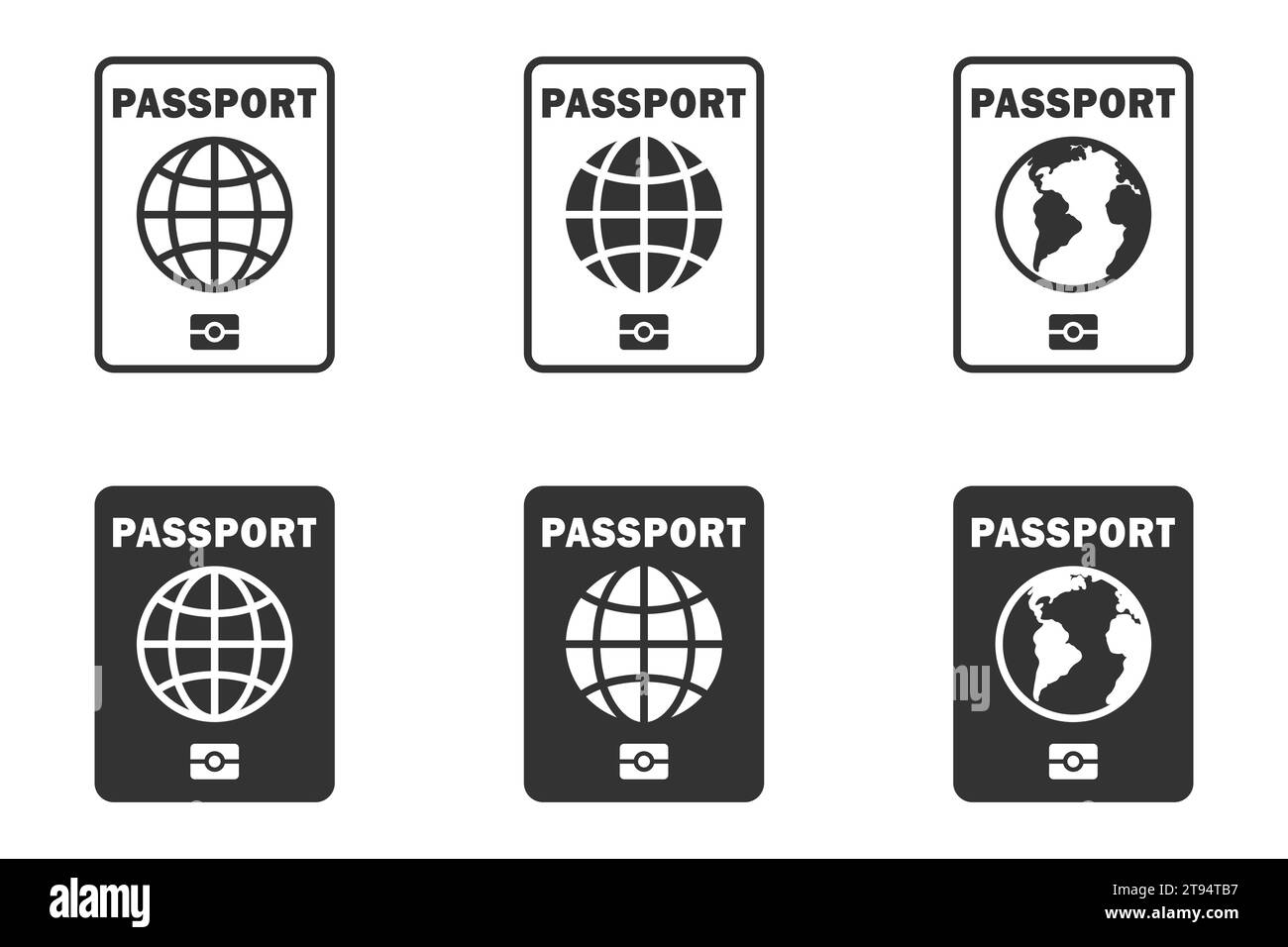 International passport icon set. Vector illustration Stock Vector Image ...