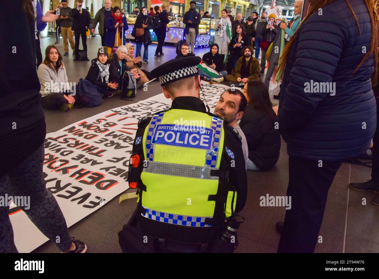 London, UK. 22nd November 2023. A British Transport Police officer ...