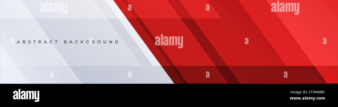 White and red modern abstract wide banner with lines and geometric ...