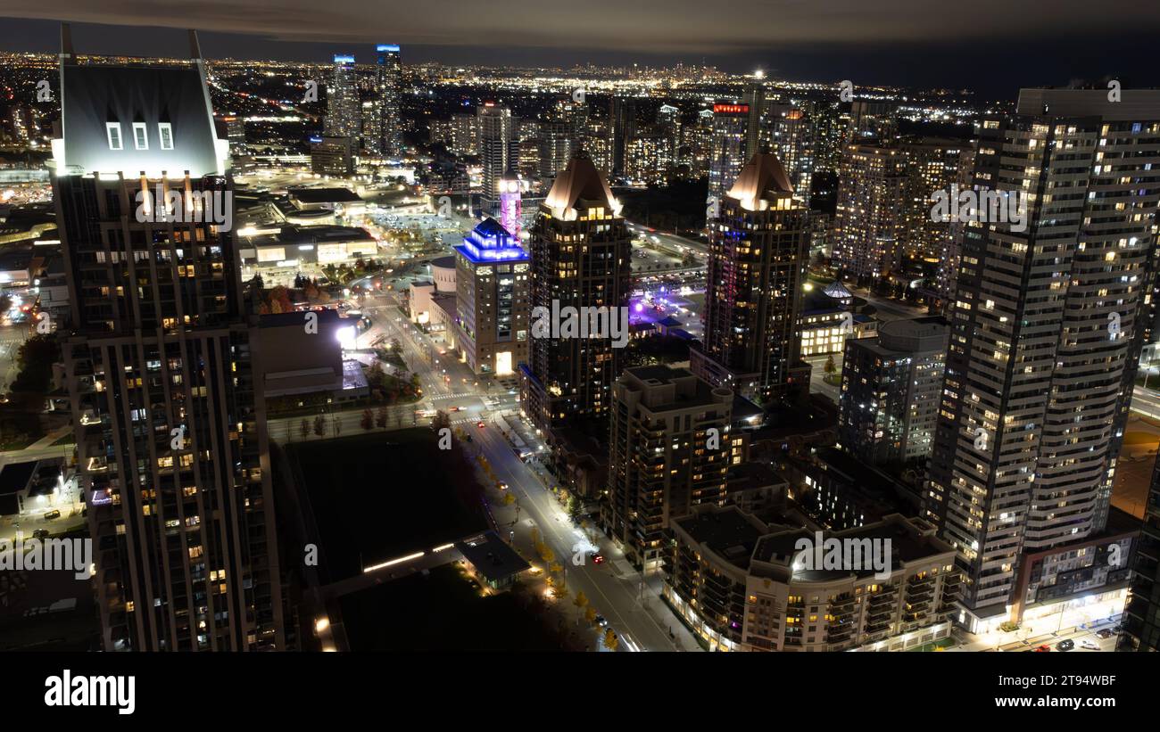 A stunning aerial view of a bustling cityscape of downtown Mississauga ...