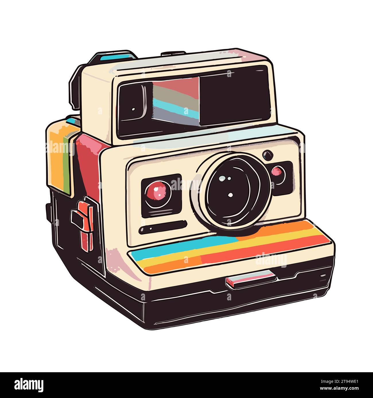 retro polaroid instant camera colorful drawing illustration Stock ...