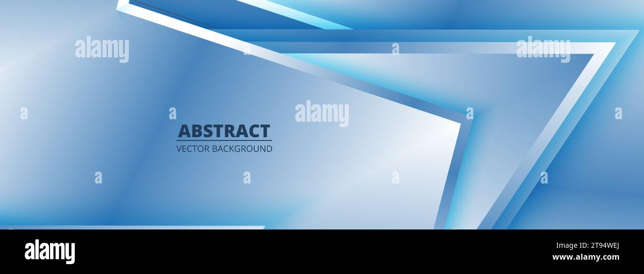 Abstract modern wide 3D blue banner background with arrow shapes ...
