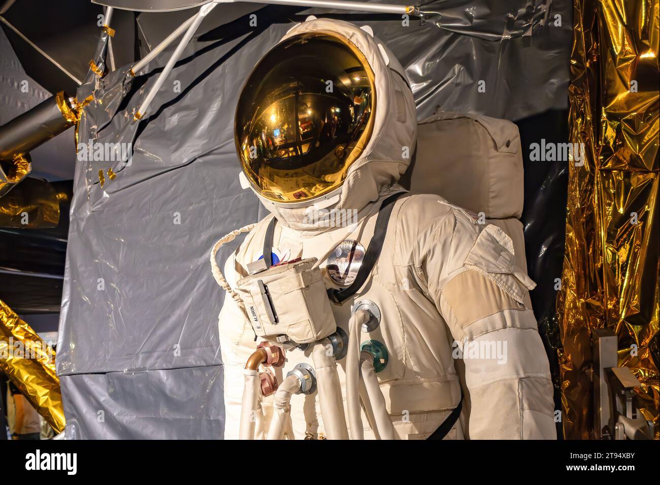 London, UK - May 19, 2023: Space suit of Buzz Aldrin, born as Edwin ...