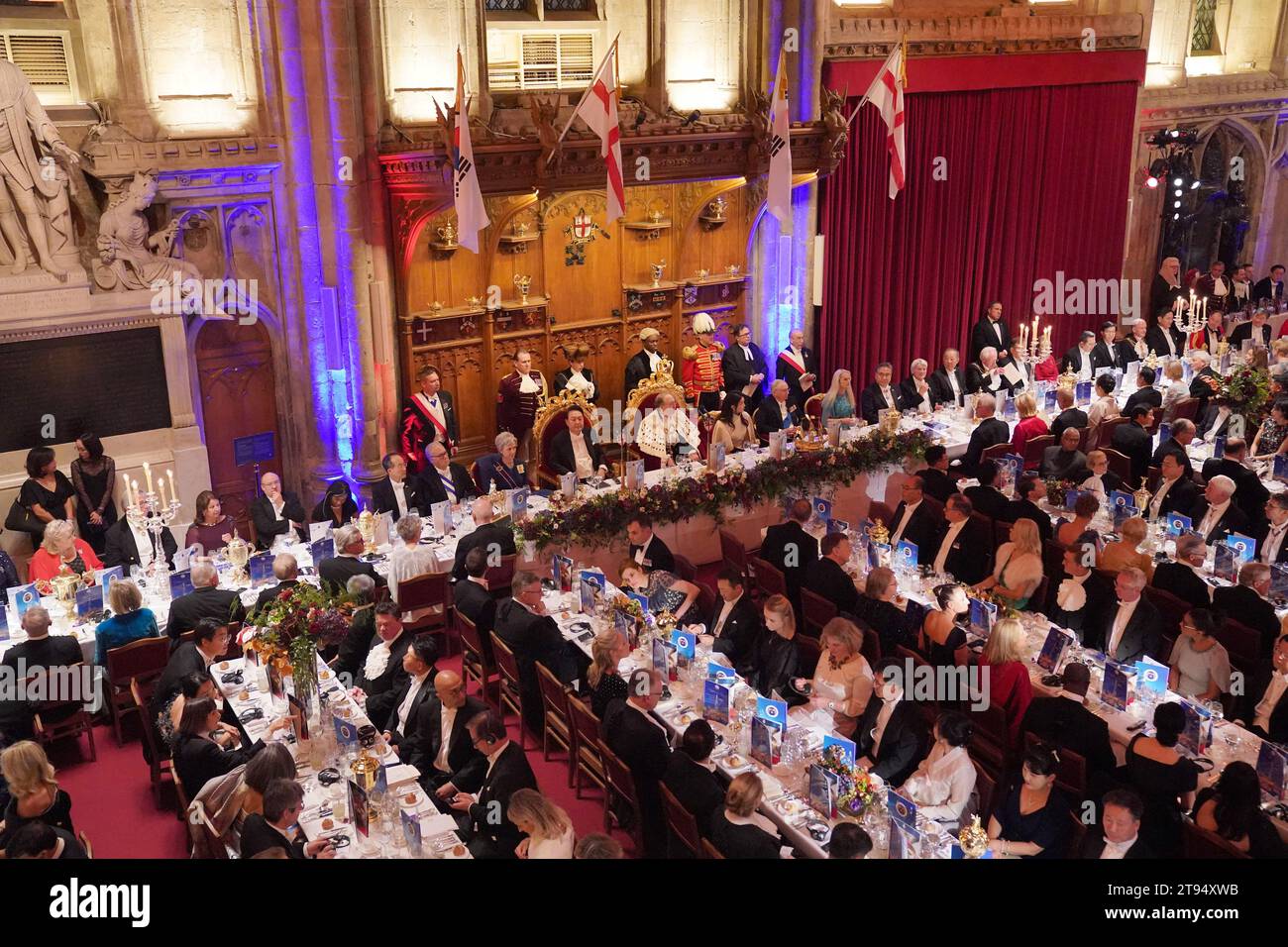 General view of the banquet in the Great Hall hosted by Lord Mayor of ...