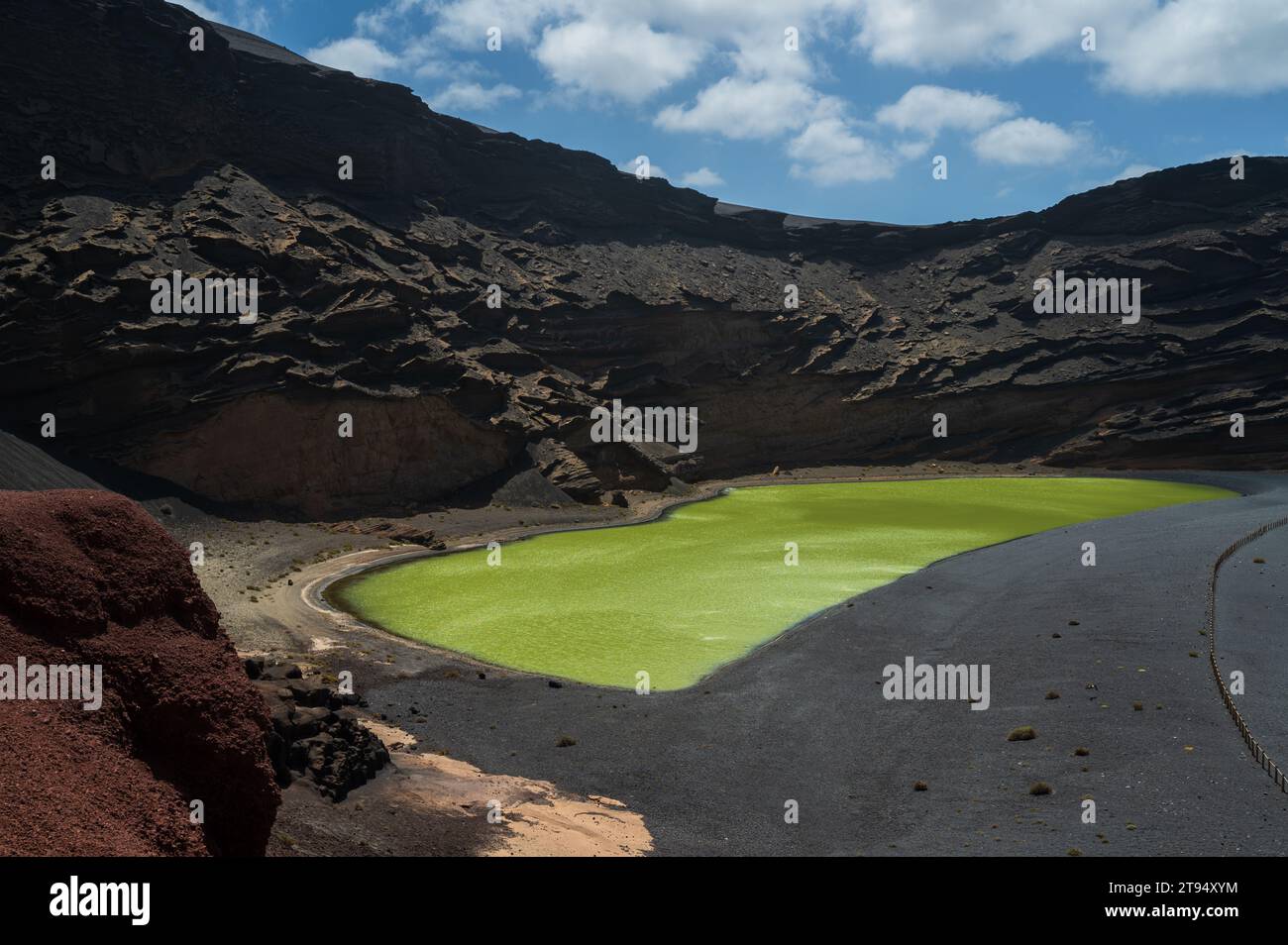 Green lagoon or Charco de los Clicos in Lanzarote, Canary Islands ...