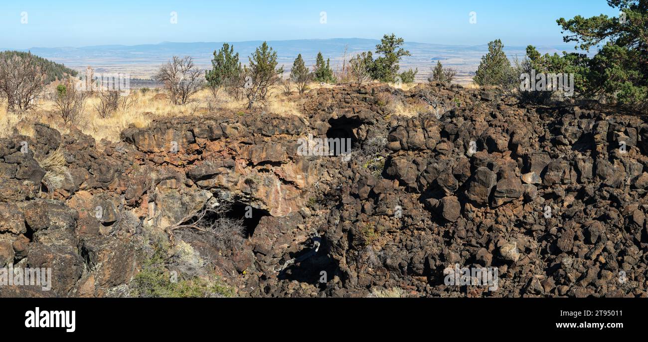 Panorama of a cross section of the lava flows near Sunshine Cave at the ...