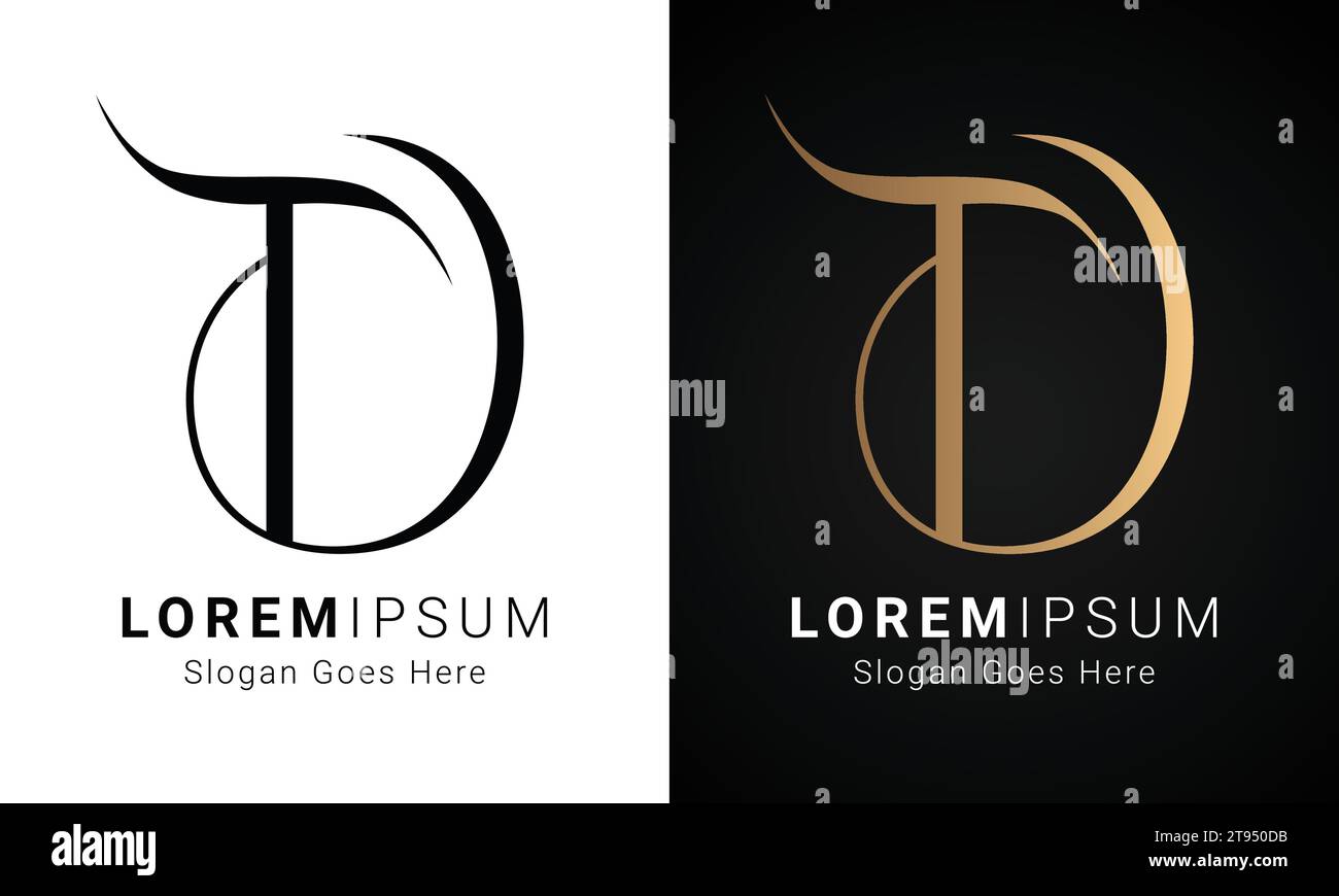 Luxury Initial TD or DT Monogram Text Letter Logo Design Stock Vector ...