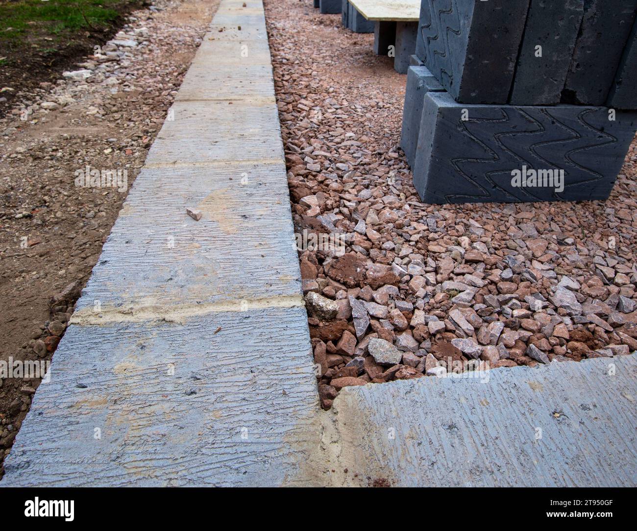Footing foundations brick blockwork and scalpins Stock Photo - Alamy
