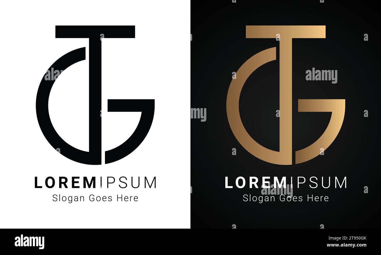 Luxury Initial GT or TG Monogram Text Letter Logo Design Stock Vector ...