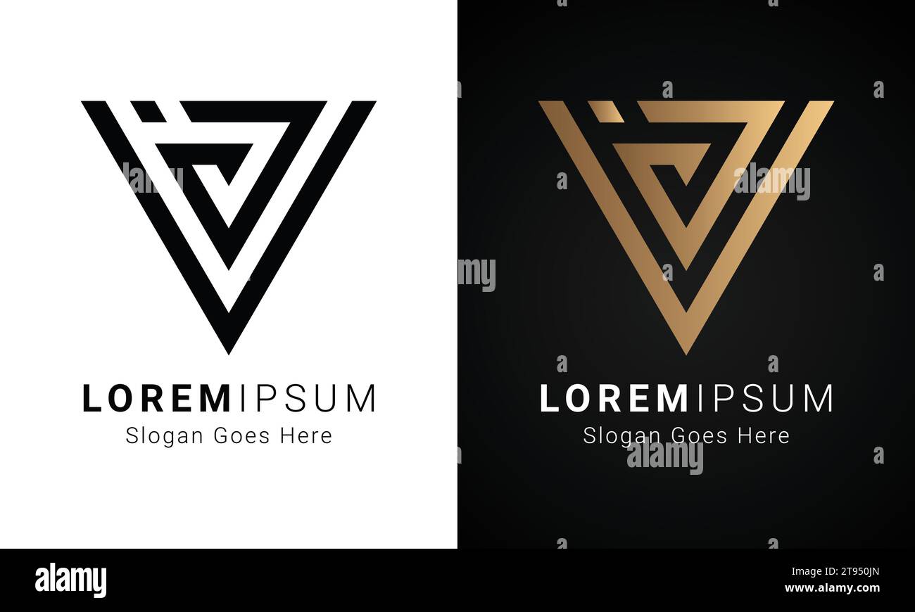 Luxury Initial VJ or JV Monogram Text Letter Logo Design Stock Vector ...