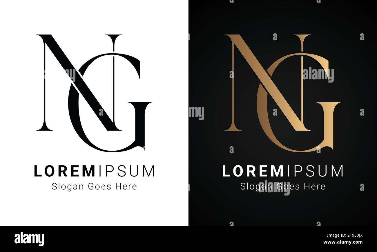 Luxury Initial NG or GN Monogram Text Letter Logo Design Stock Vector ...