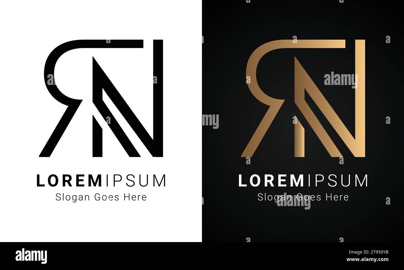 Luxury Initial RN or NR Monogram Text Letter Logo Design Stock Vector ...