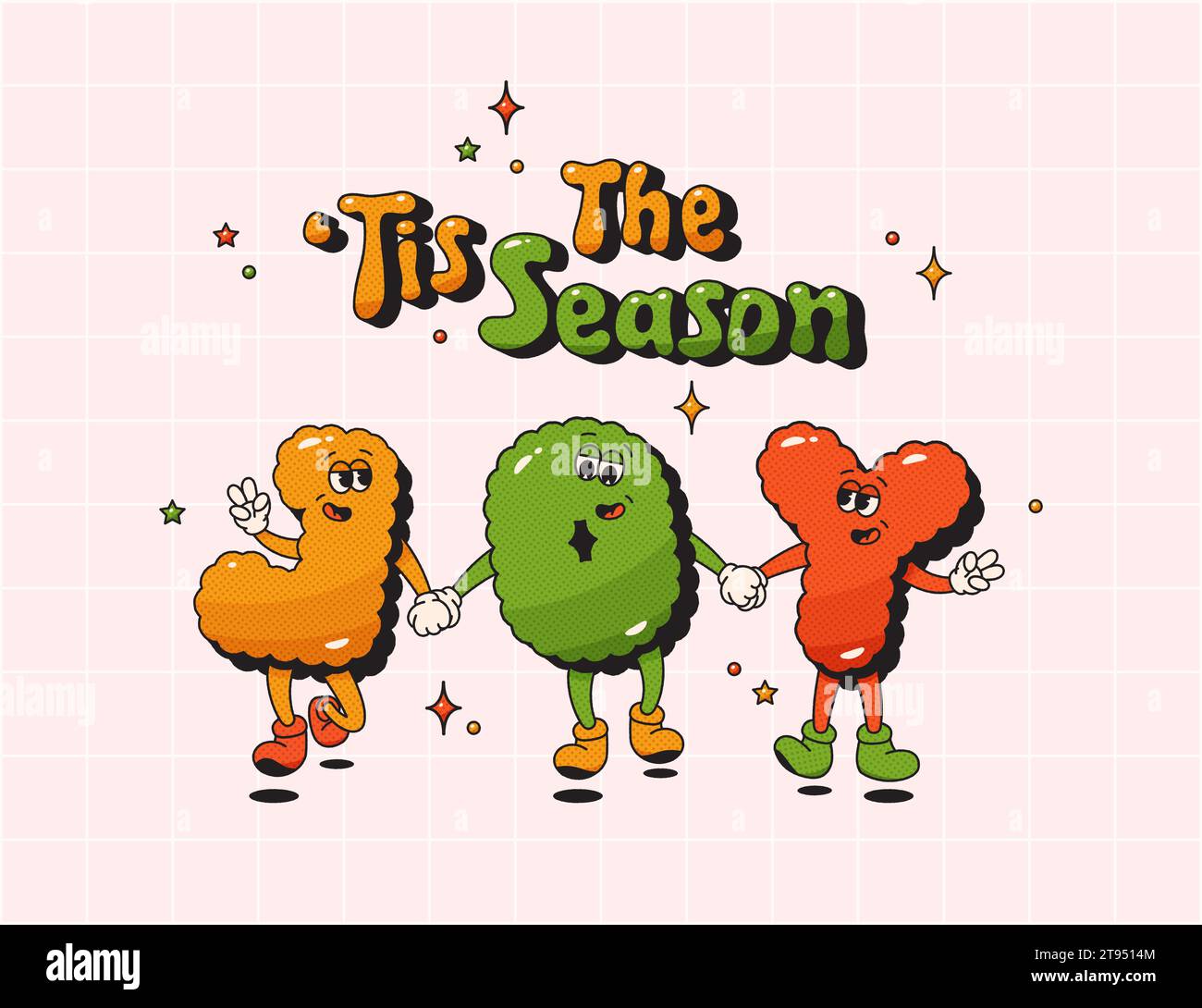 Merry christmas groovy set Cut Out Stock Images & Pictures - Alamy