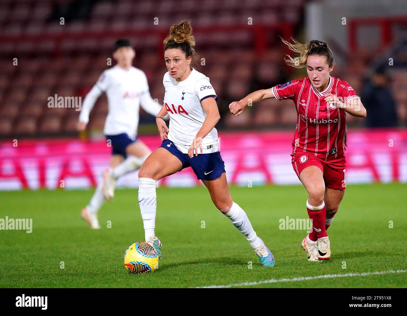 Tottenham Hotspur's Ramona Petzelberger (left) and Bristol City's ...