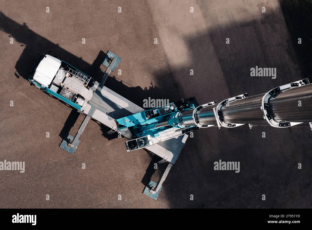 view from the height of the tallest car crane, which is open in the ...