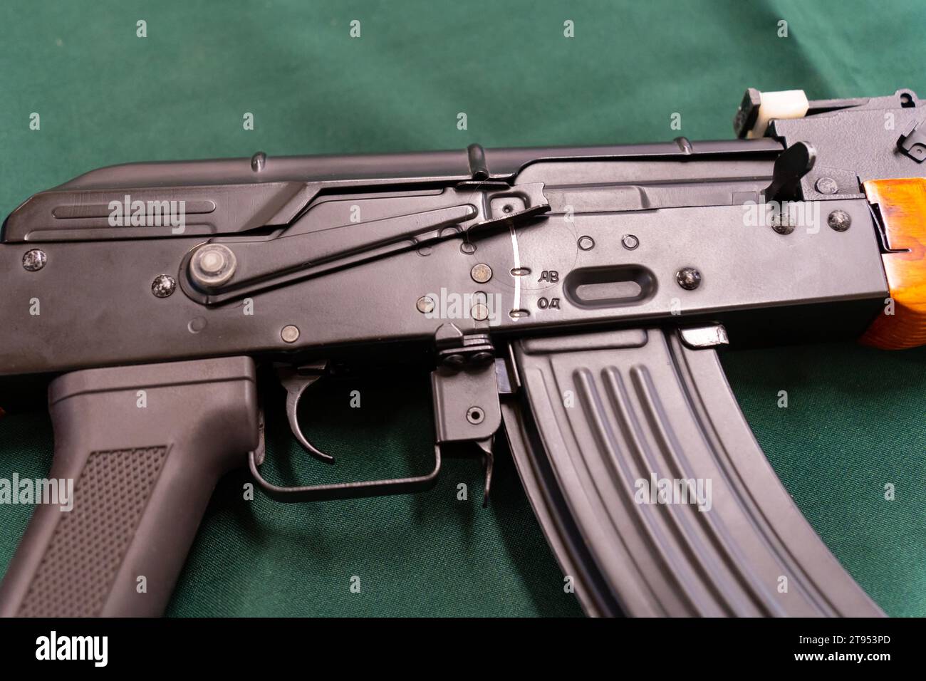 AK-47 Kalashnikov airsoft assault rifle with a green background Stock ...