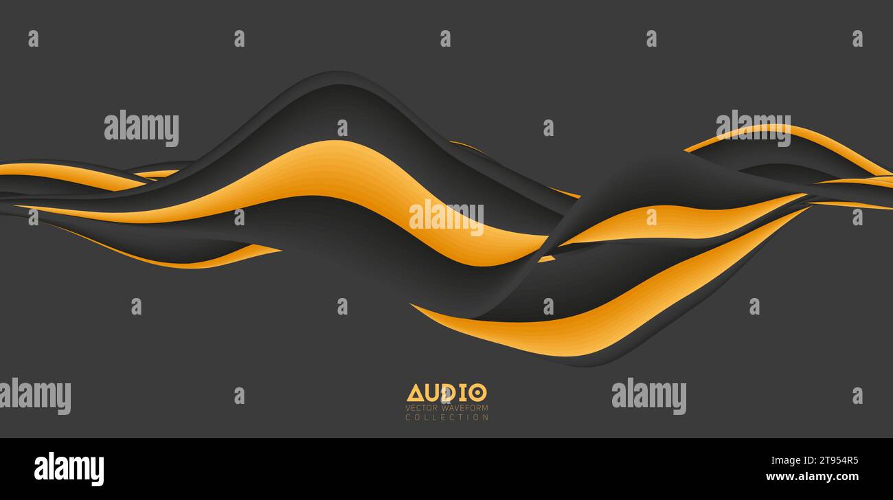 Sound wave visualiztion. 3D solid waveform. Voice sample pattern Stock ...