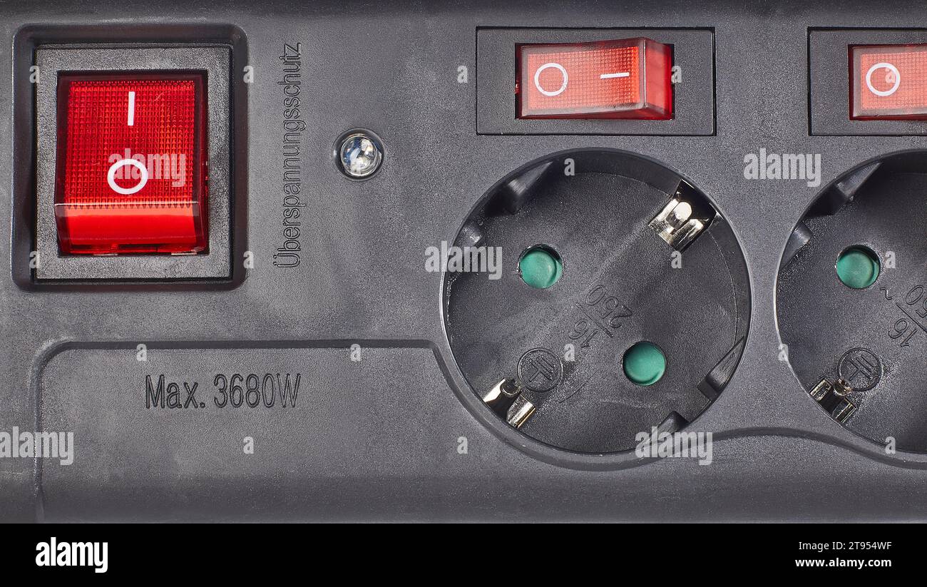 Detail of multi sockets power extension Stock Photo - Alamy