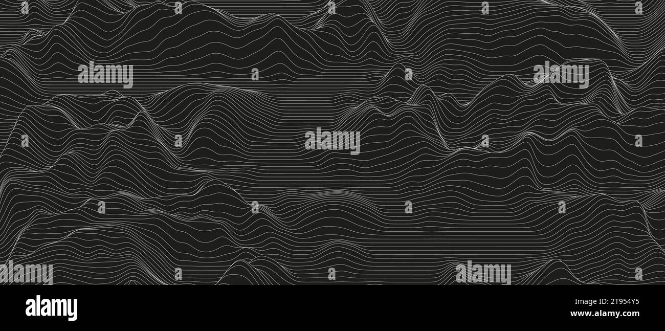 Abstract background with distorted line shapes on a black background ...