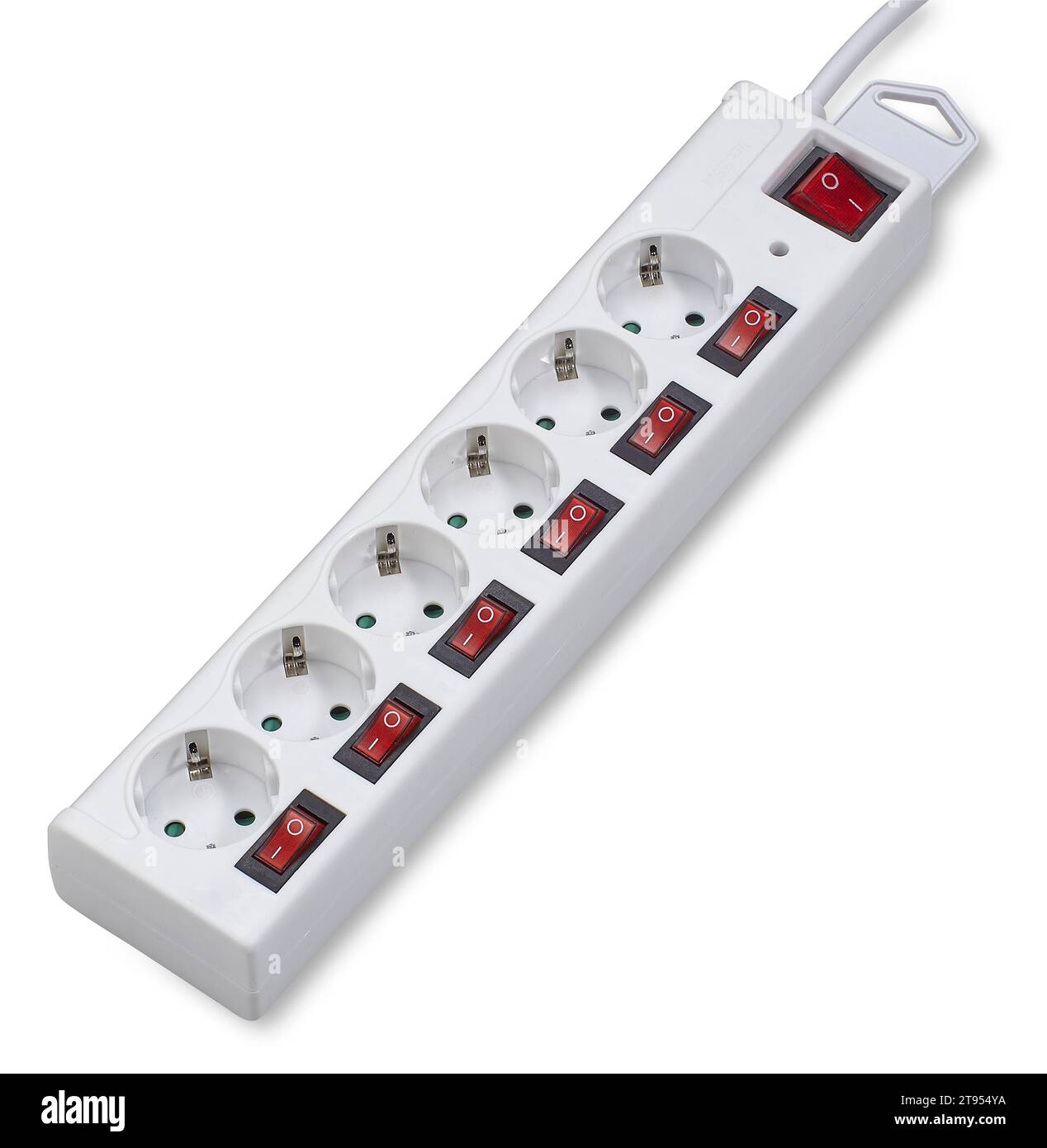 multi sockets power extension on white background Stock Photo - Alamy