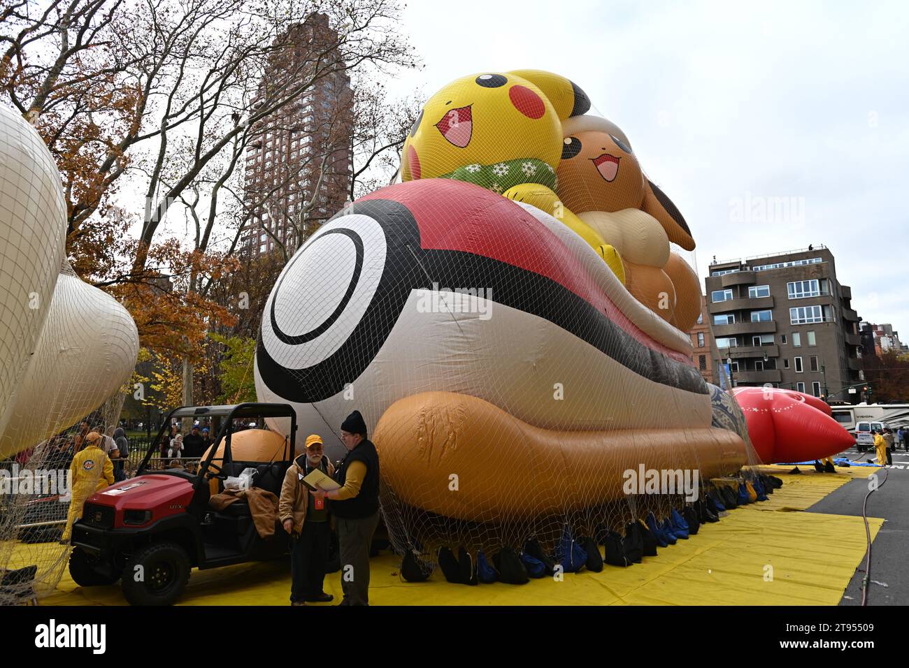The Macy's inflation team works on giant balloons as they prepare ahead ...