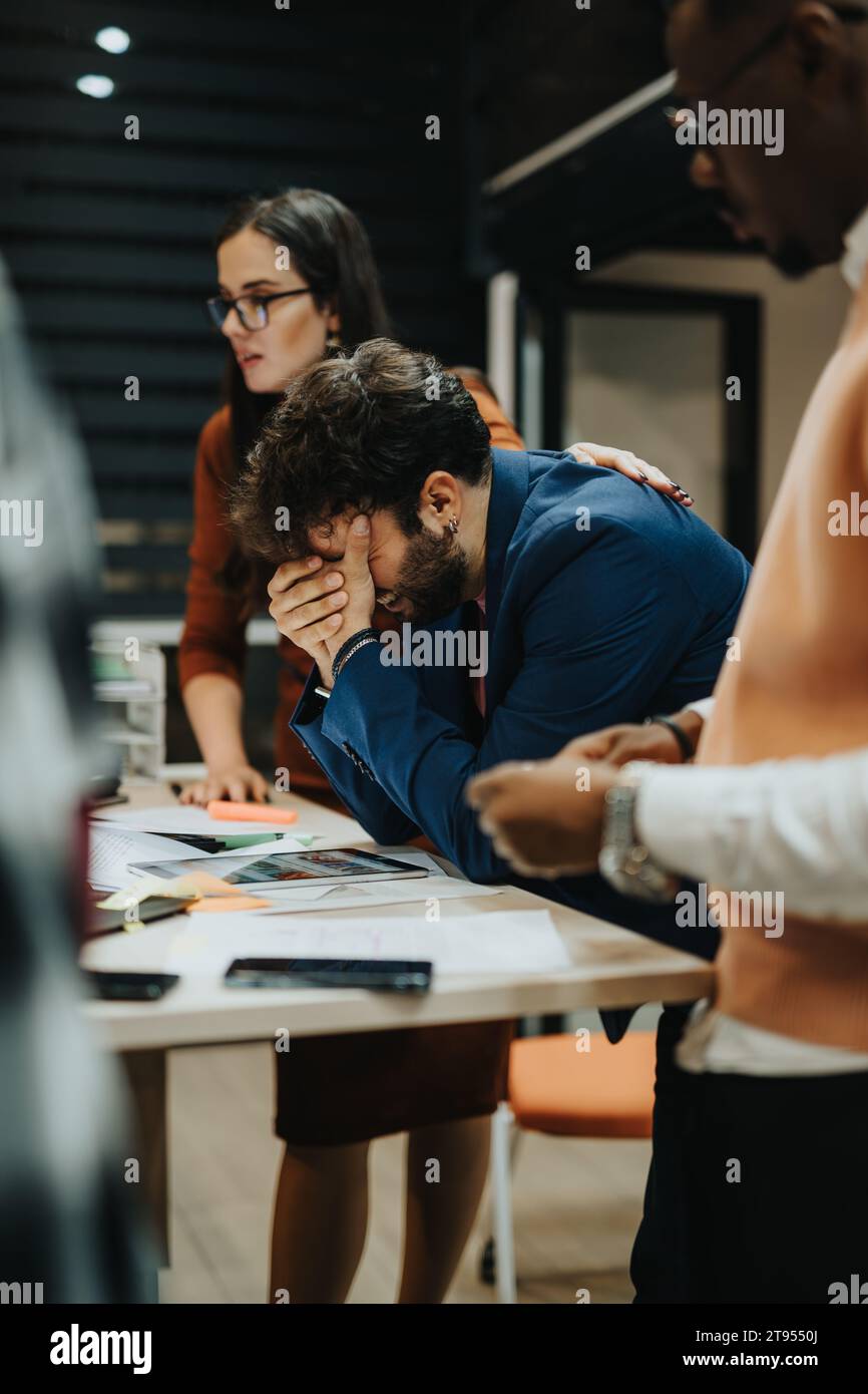Disappointed male person in disbelief crying after he did a big mistake ...