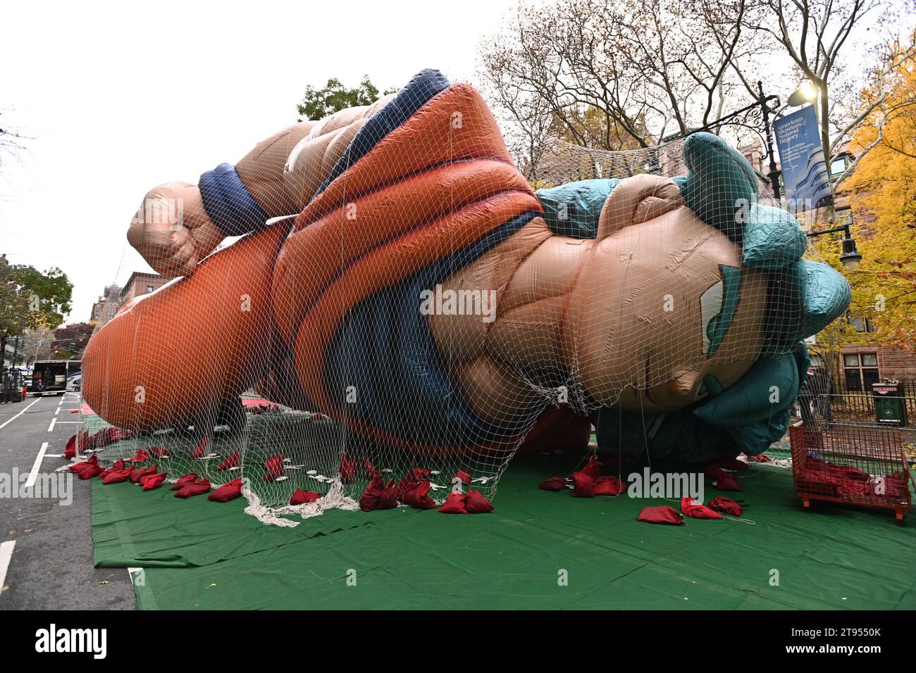 The Macy's inflation team works on giant balloons as they prepare ahead ...