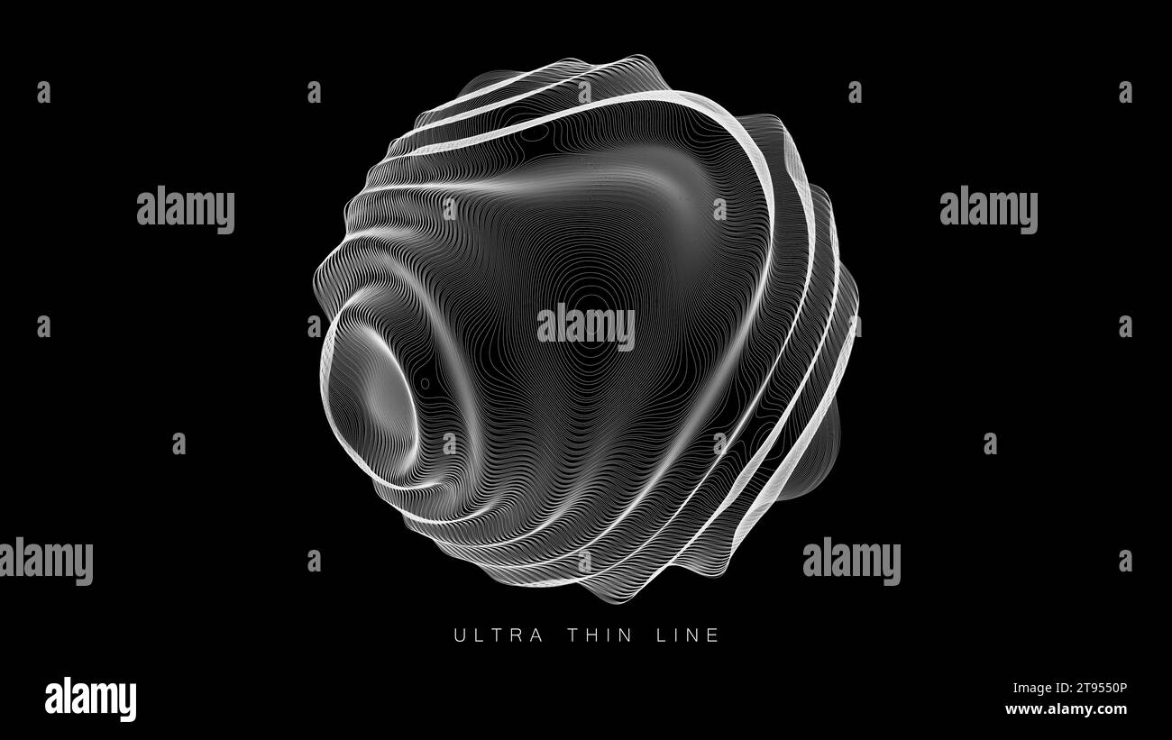 Ultra thin line fluid geometry. Dynamic vector distorted spheres Stock ...