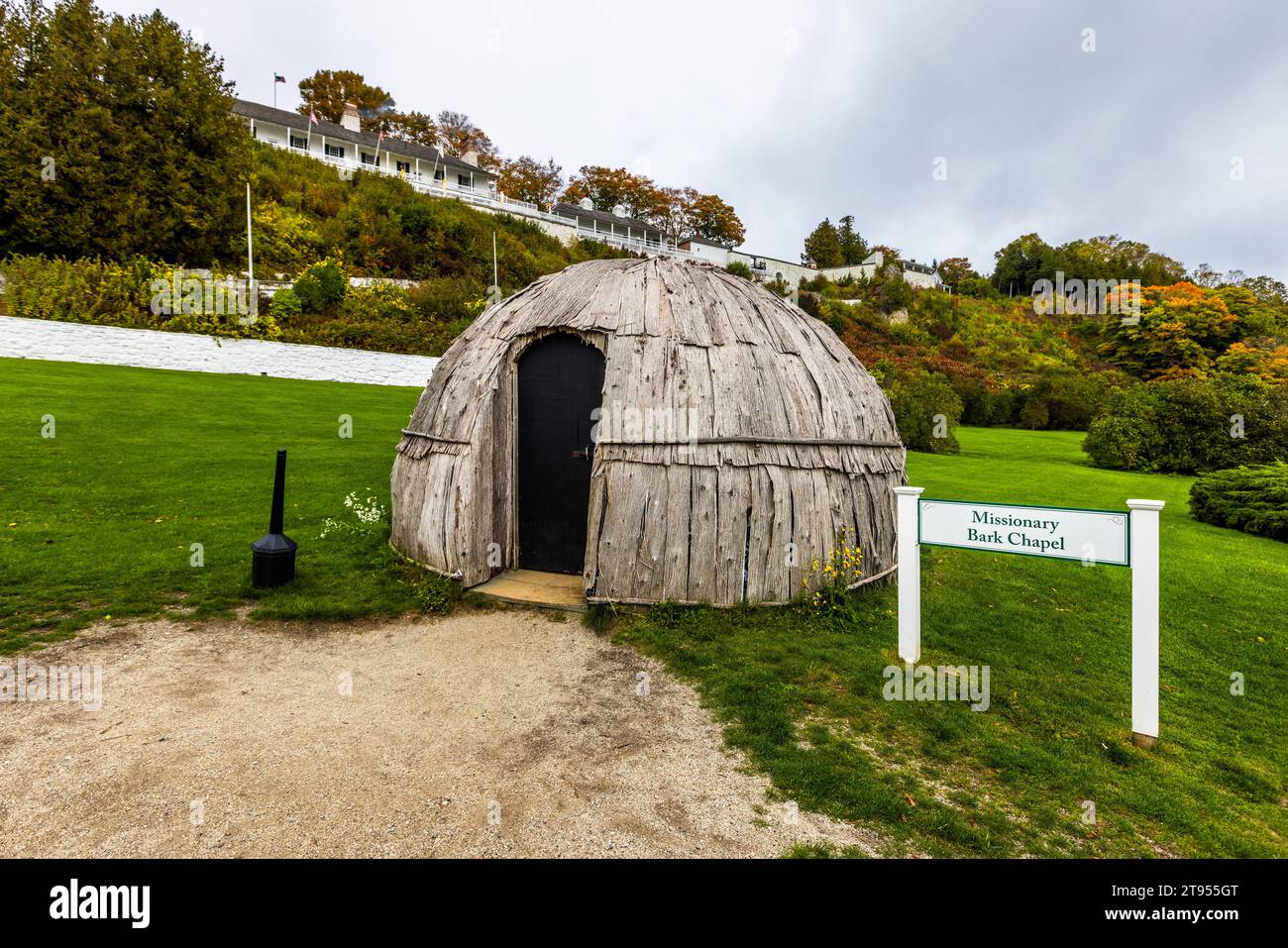 Missionary Bark Chapel. Reconstruction of the Jesuit mission founded on ...