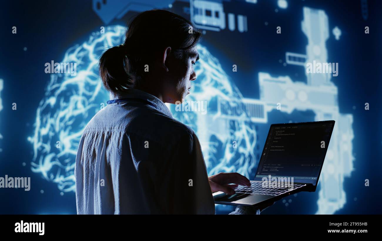 Certified Admin Writing Artificial Intelligence Script Code In Startup Workspace On Laptop 1281