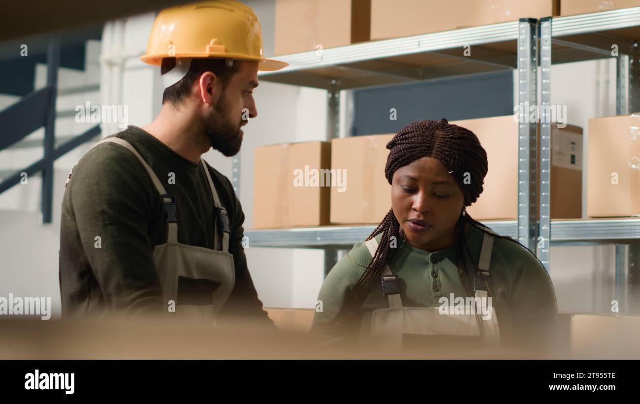 Warehouse chief operations officer carrying out the logistics of ...