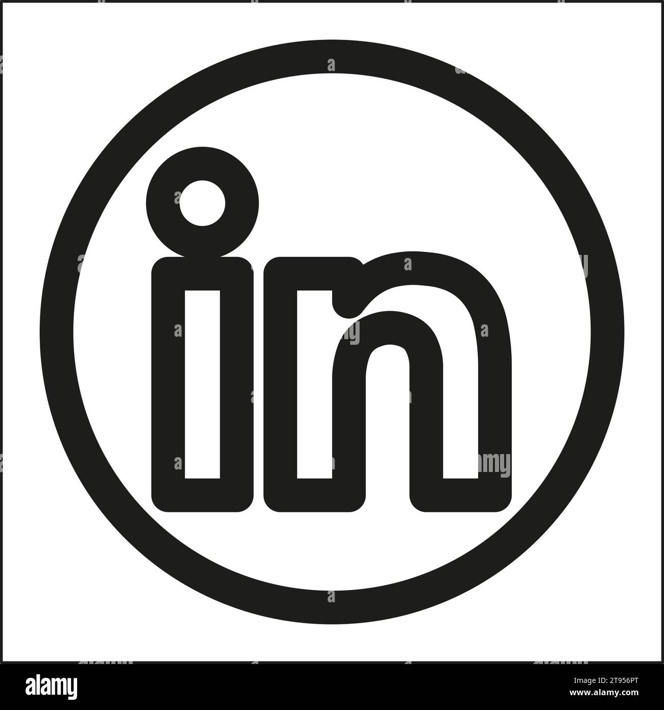 LinkedIn social media app thin line icon. Square shape vector ...