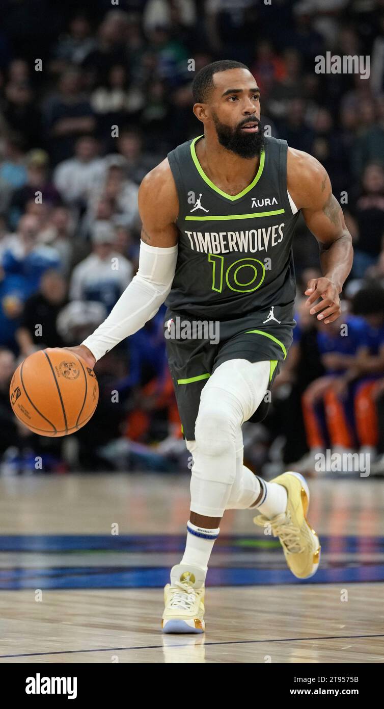 Minnesota Timberwolves guard Mike Conley (10) dribbles down the court ...