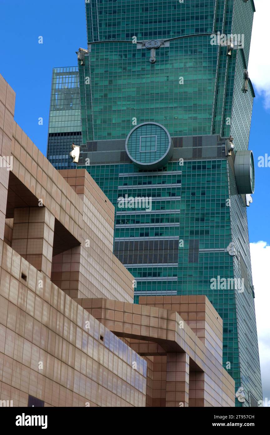 Taipei 101 tower, a view from the ground looking up, Taipei, Taiwan ...