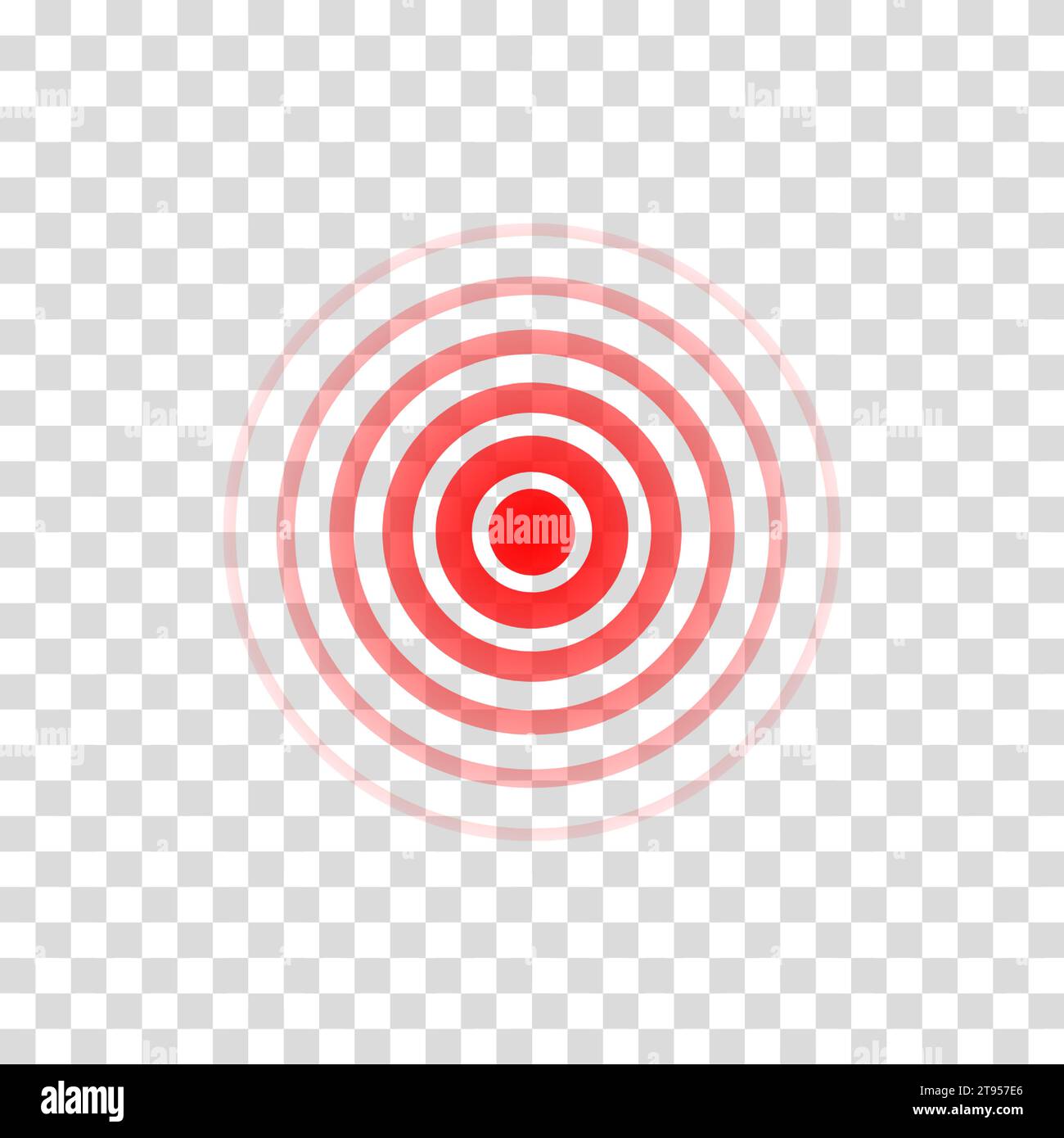 Pain circle wave. Target icon. Red effect pulse isolated on transparent ...