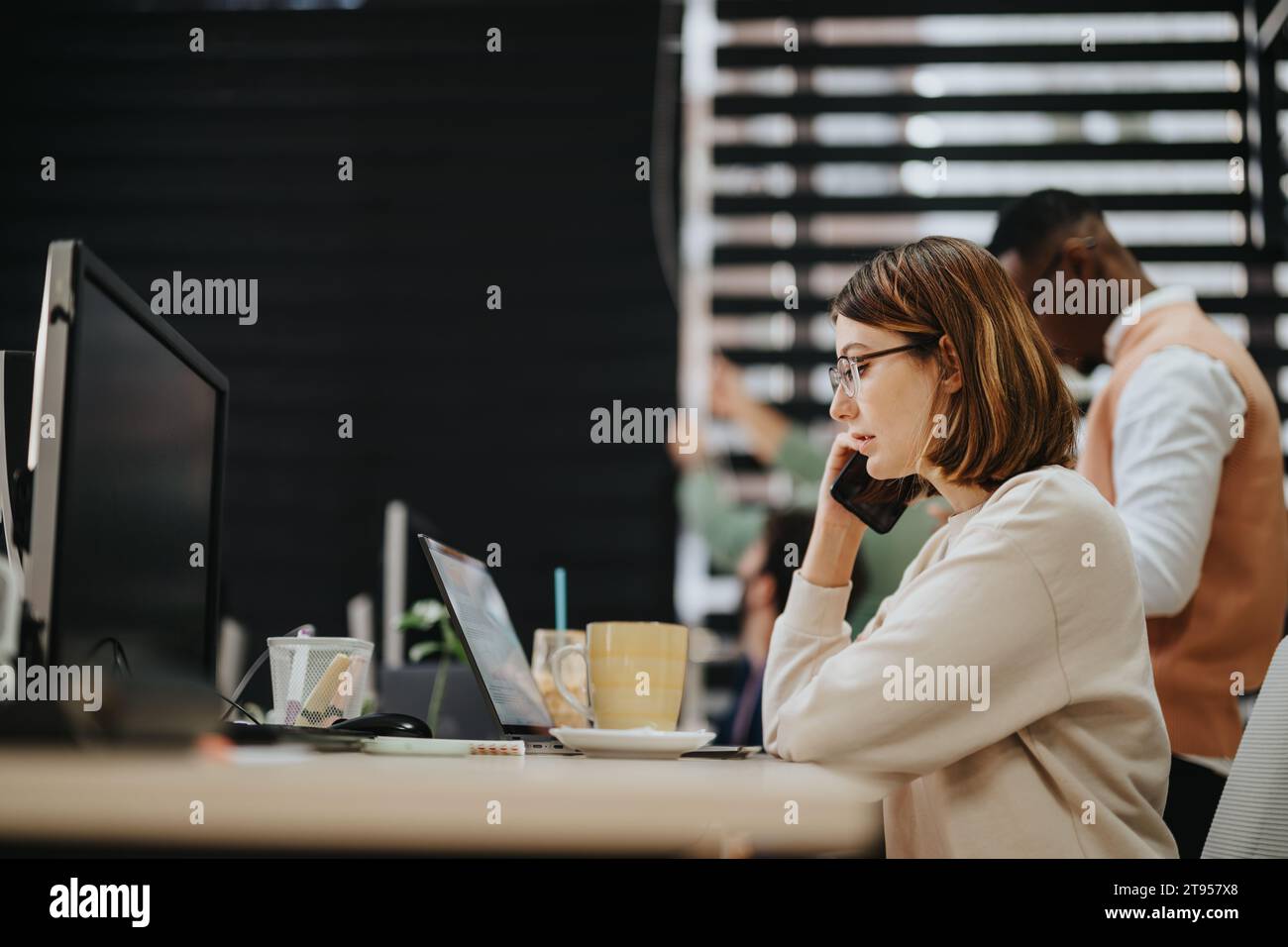 Successful Business Team Gathering Information and Collaborating on ...