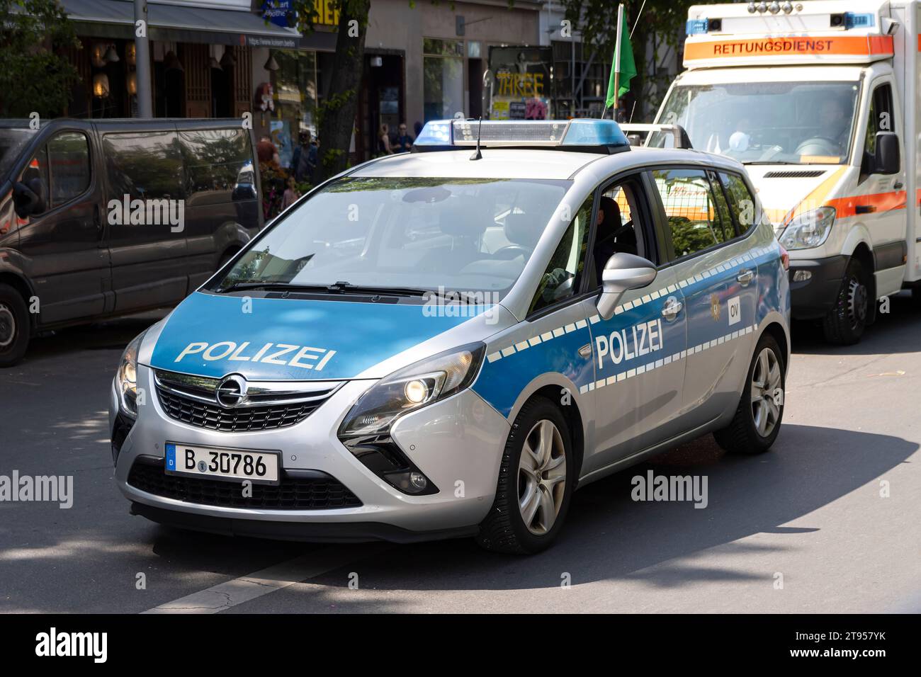 Police and Emergency Service vehicles; labeled "POLIZEI" and ...