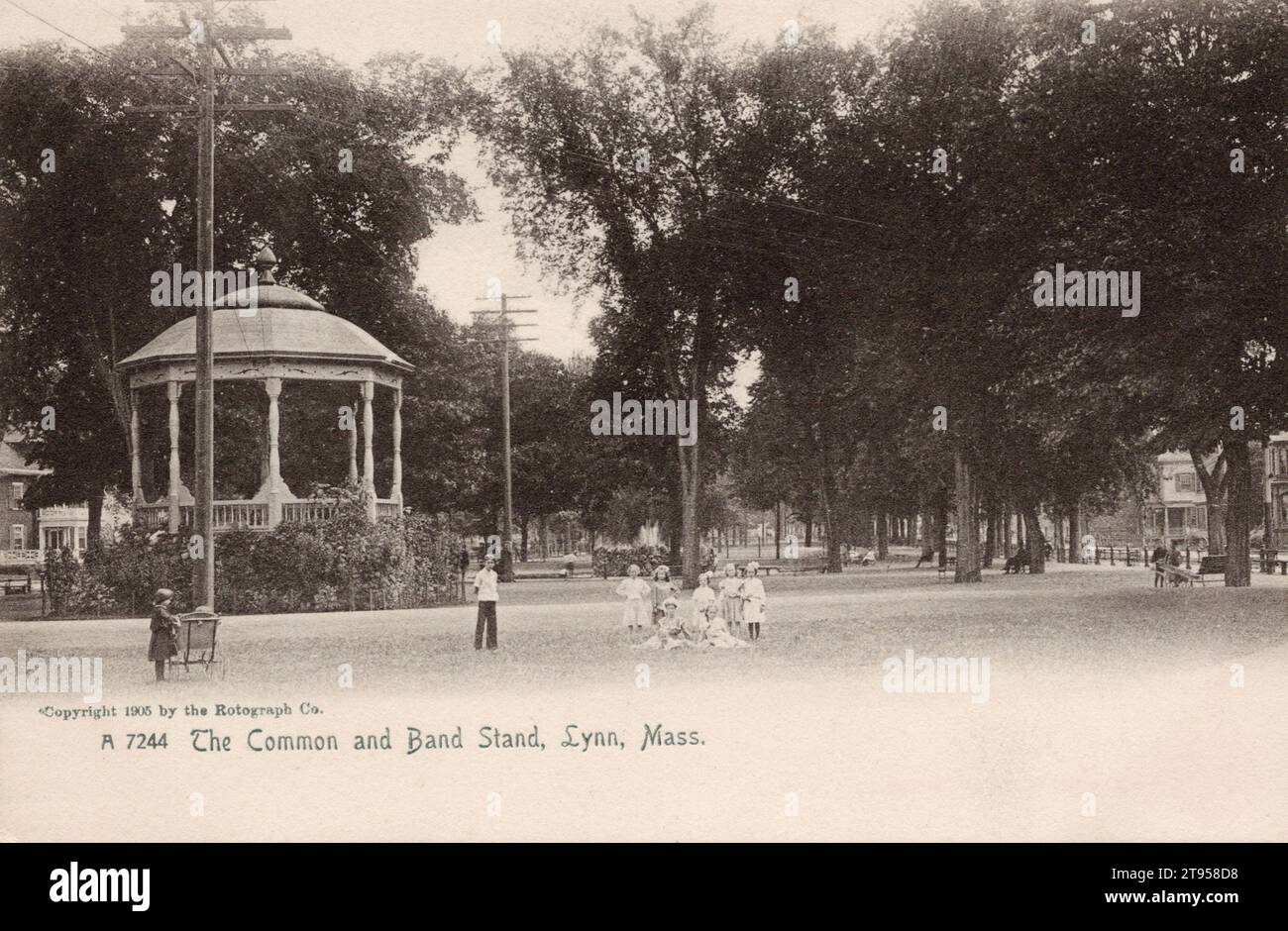 Lynn MA, the Common and Band Stand, approx 1905 postcard. publ by ...