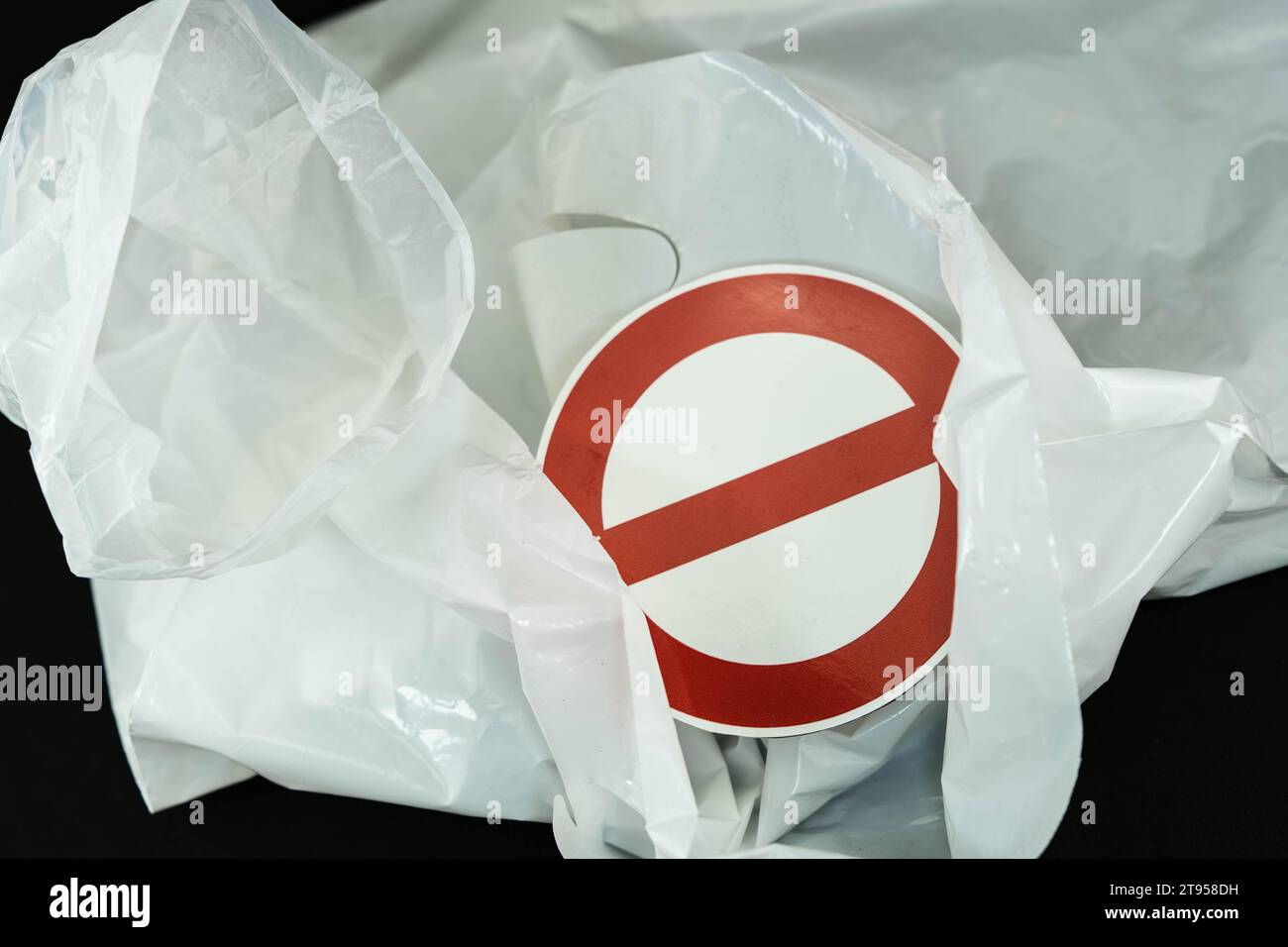 plastic bag with prohibition sign, prohibition in the EU Stock Photo ...