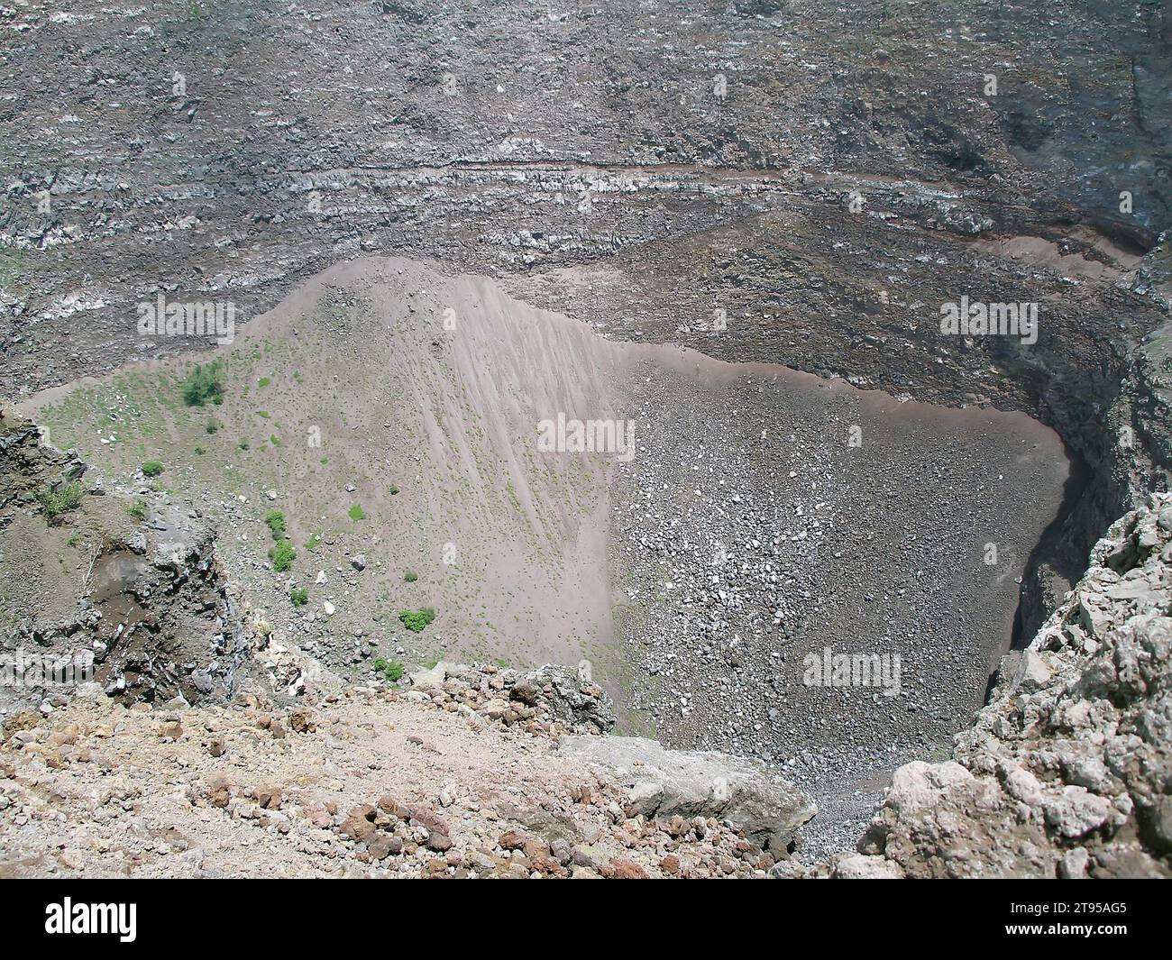 looking down into the caldera from the steep rim of Mt. vesuvius ...