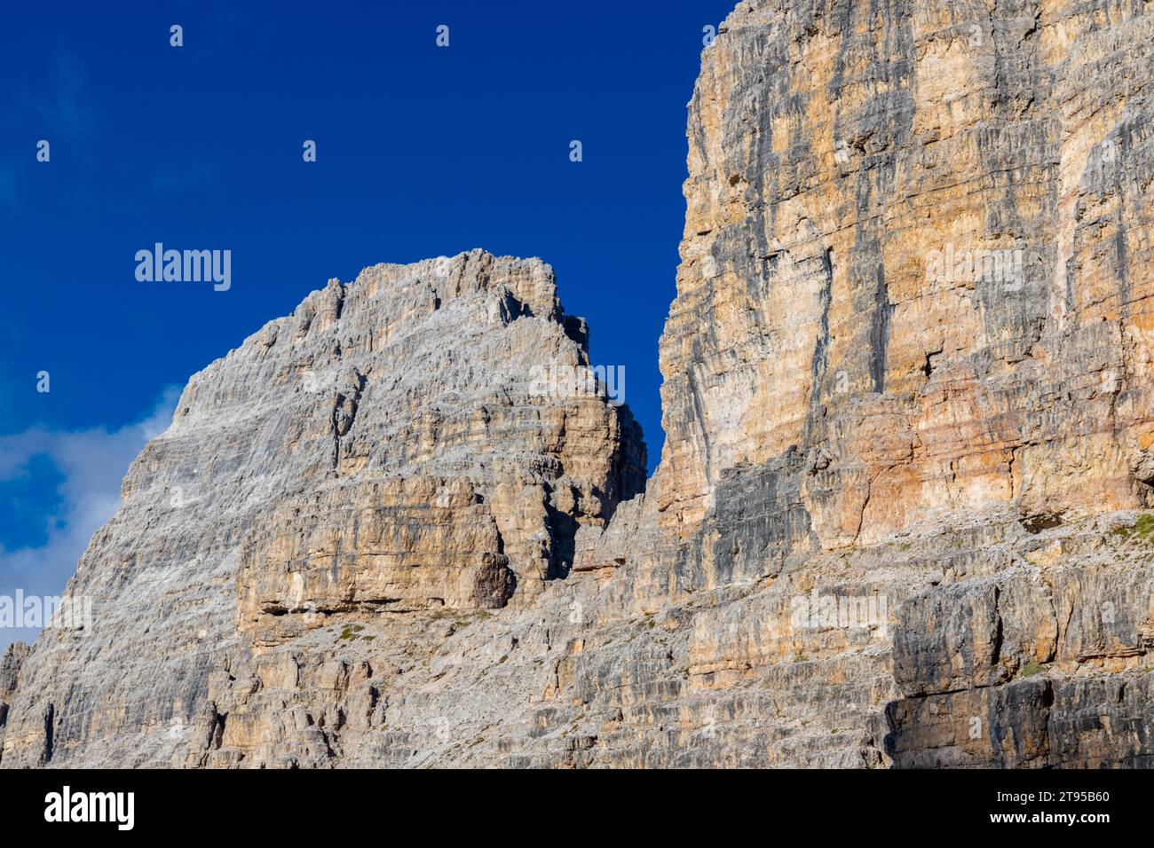 Dolomiti Alps beautiful mountain landscape in summer. Rocky tower ...