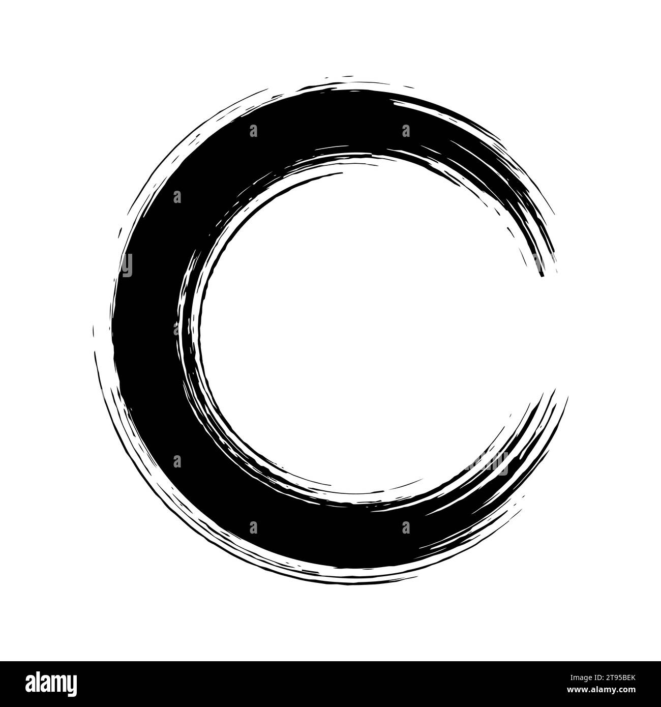 Brush strokes circle. Round spiral. Wavy cycle. Circular pattern. Black ...