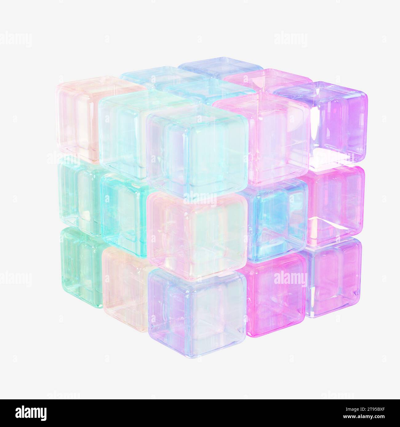 transparent crystal rubik's cube 3d object graphic Stock Photo - Alamy